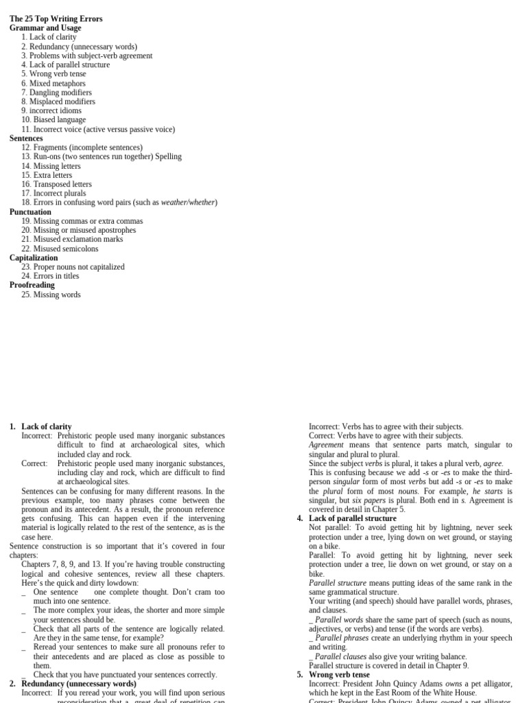 Common Errors in Undergraduate Writing | PDF | Idiom | Verb