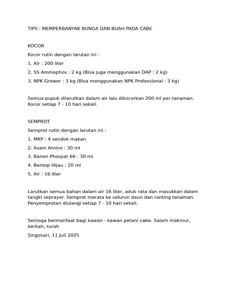 Memperbanyak Bunga Dan Buah Pada Cabe | PDF