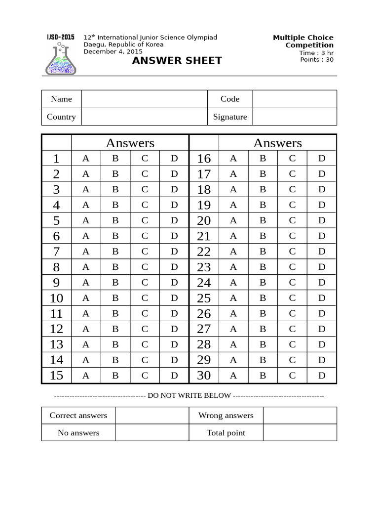 Multiple Choice Answer Sheet Final | PDF