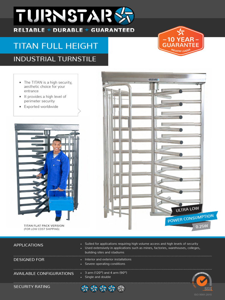 Turnstar TITAN Full Height 3 | PDF | Access Control | Electricity