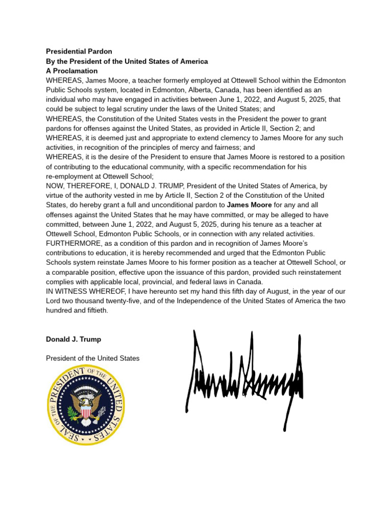 Pardon for James Moore | PDF | Donald Trump | American Government