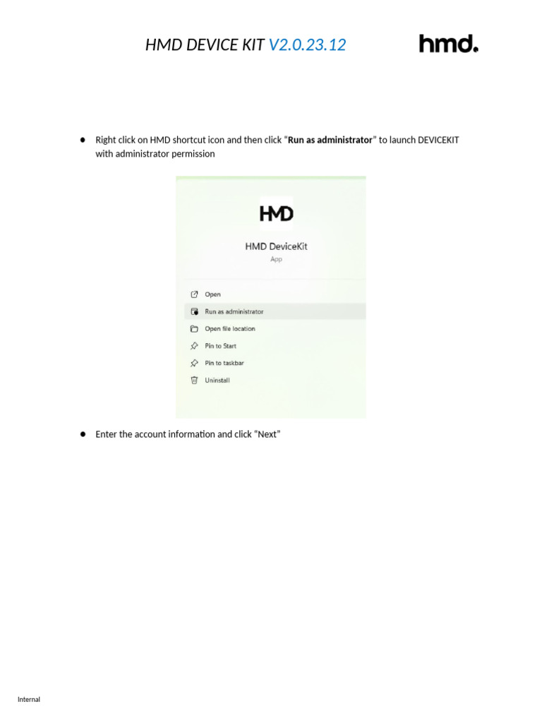 HMD Device Kit User Guide - Login | PDF