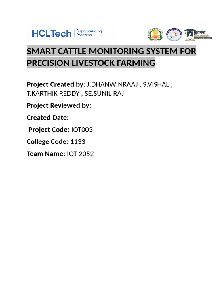 Smart Cattle Monitoring System Overview | PDF | Internet Of Things | Sensor