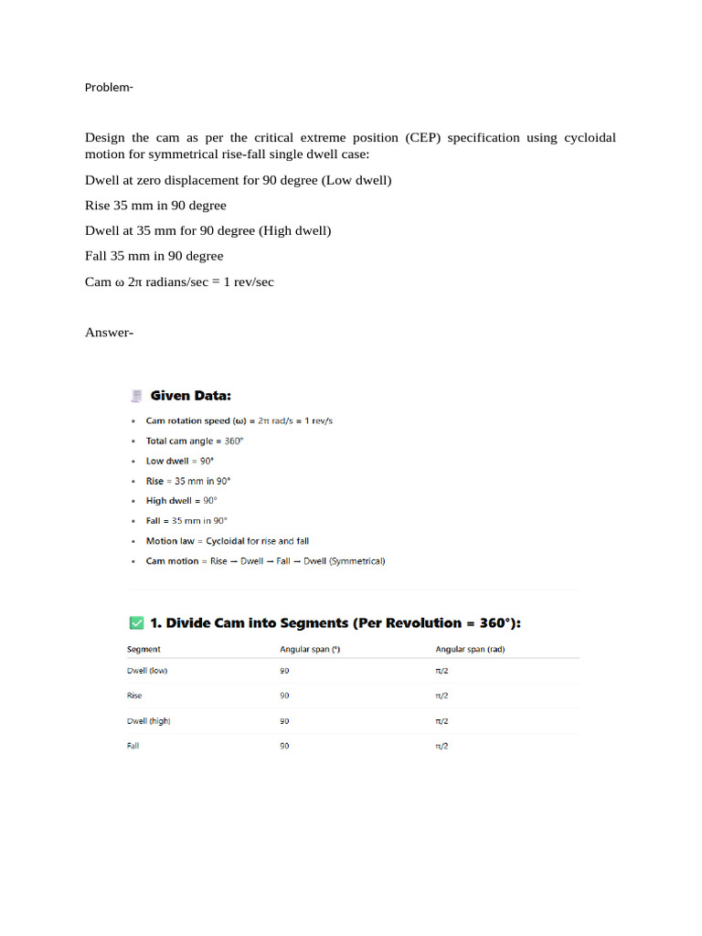Cam and Gear Design Problem | PDF