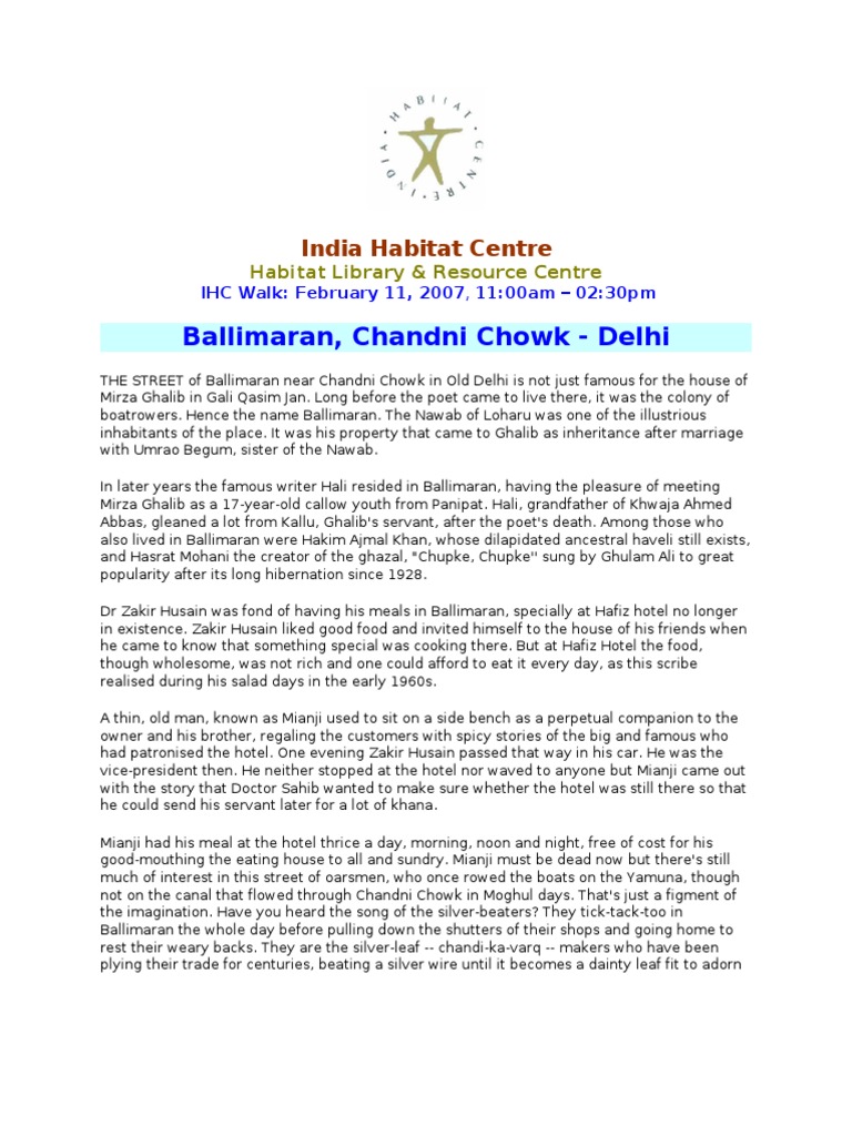 Ballimaran - Chandni Chowk | PDF