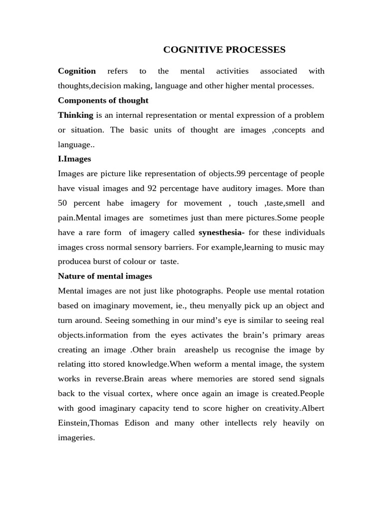 Understanding Cognitive Processes | PDF | Semantics | Mental Image