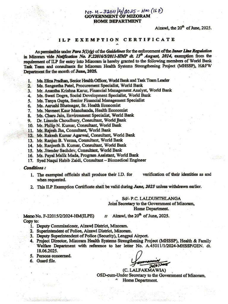 ILP Exemption Certificate - MHSSP | PDF