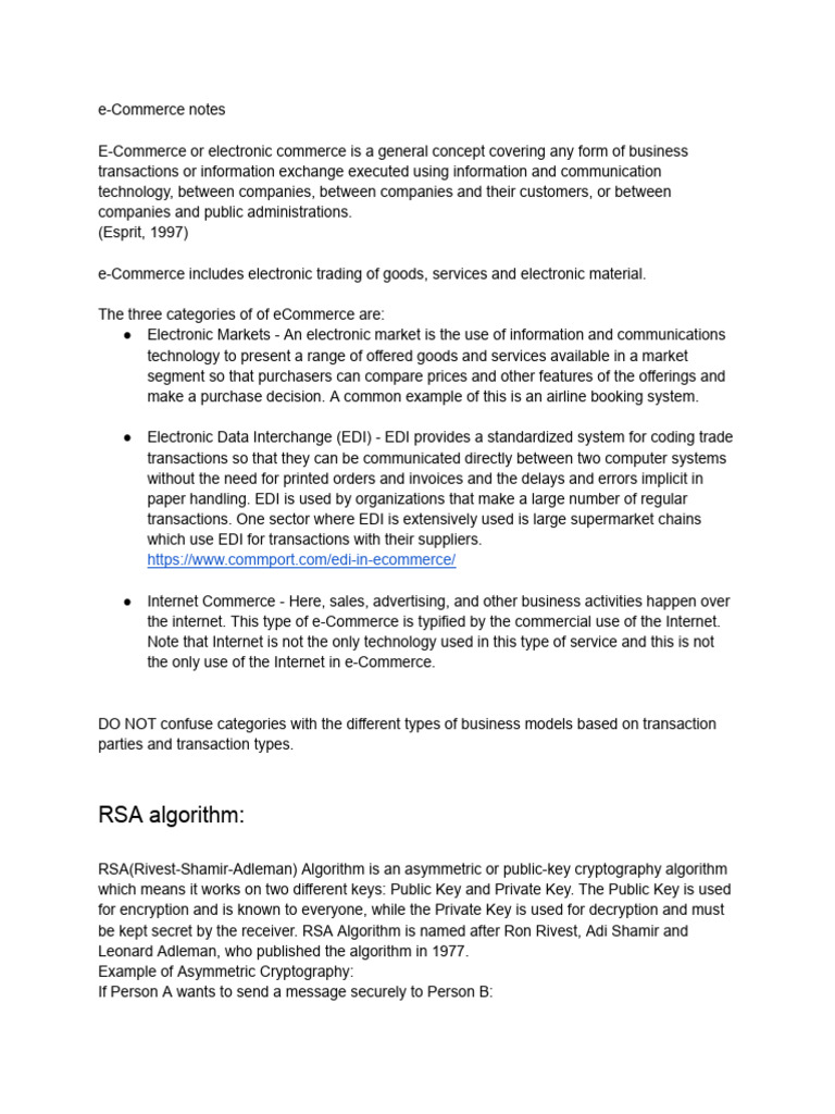 E-Commerce - An Introduction | PDF | Public Key Cryptography | Encryption