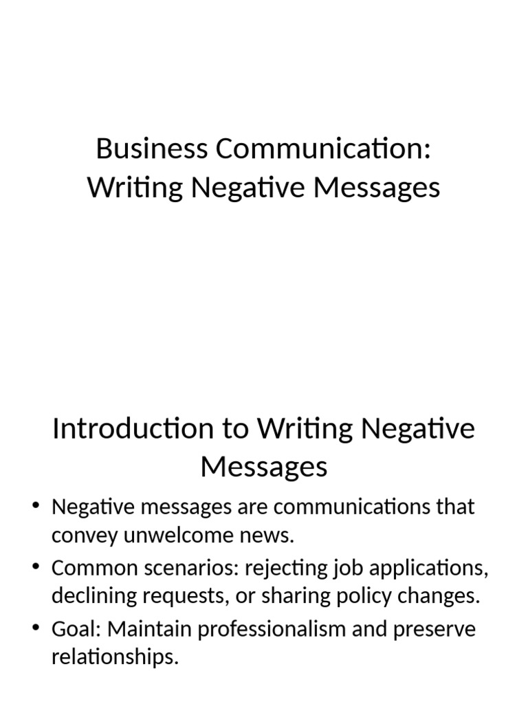 Writing Negative Messages Professionally | PDF | Communication | Cognition