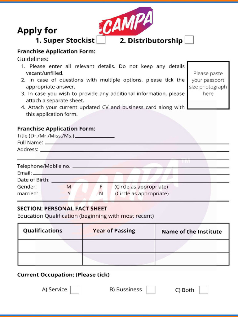 Franchise Application Form - Page-0001 | PDF