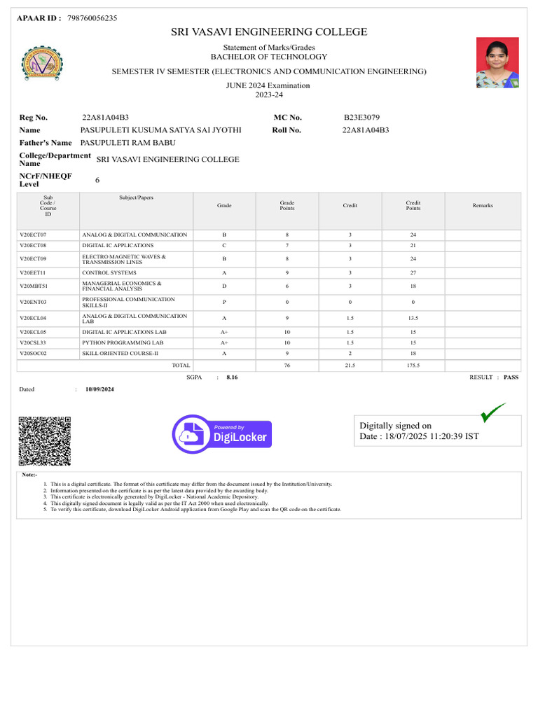 Degree - Diploma Marksheet | PDF | Computing