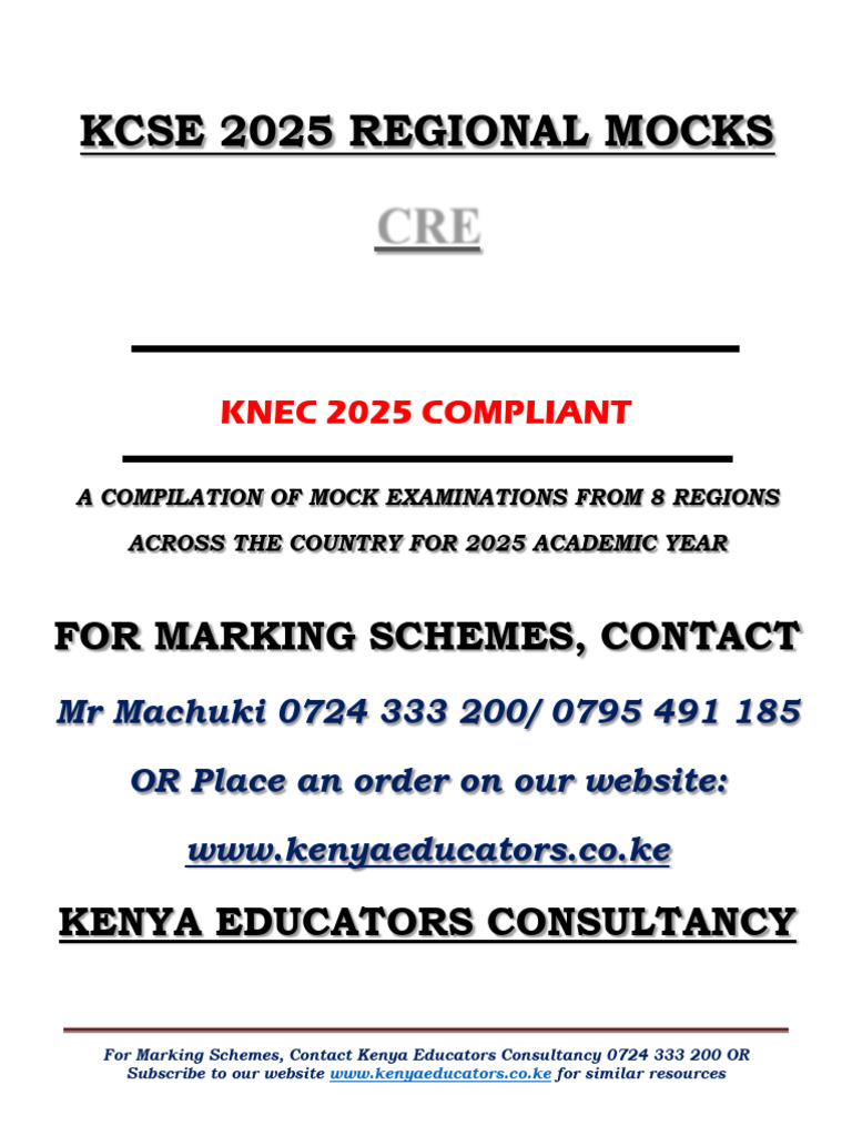 CRE KCSE 2025 REGIONAL MOCKS | PDF | Jesus | Elijah