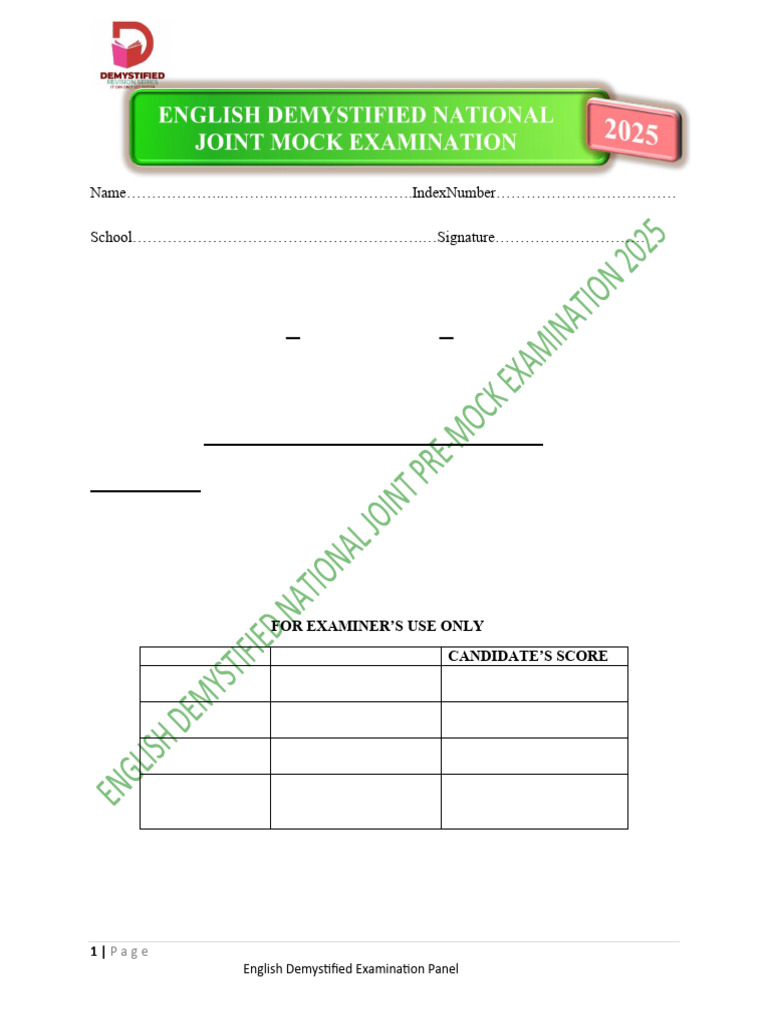 2025 Joint Premock English Demystified (PP1, PP2 & PP3) | PDF | Dieting