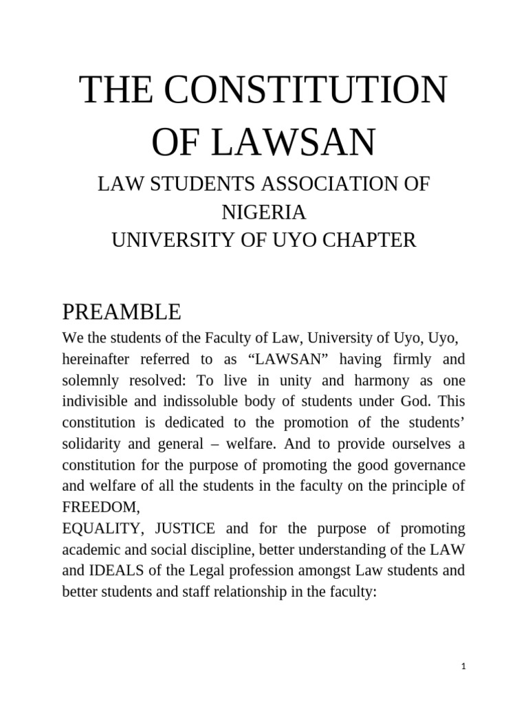 LAWSAN Constitution - University of Uyo | PDF | Court Of Appeal Of ...