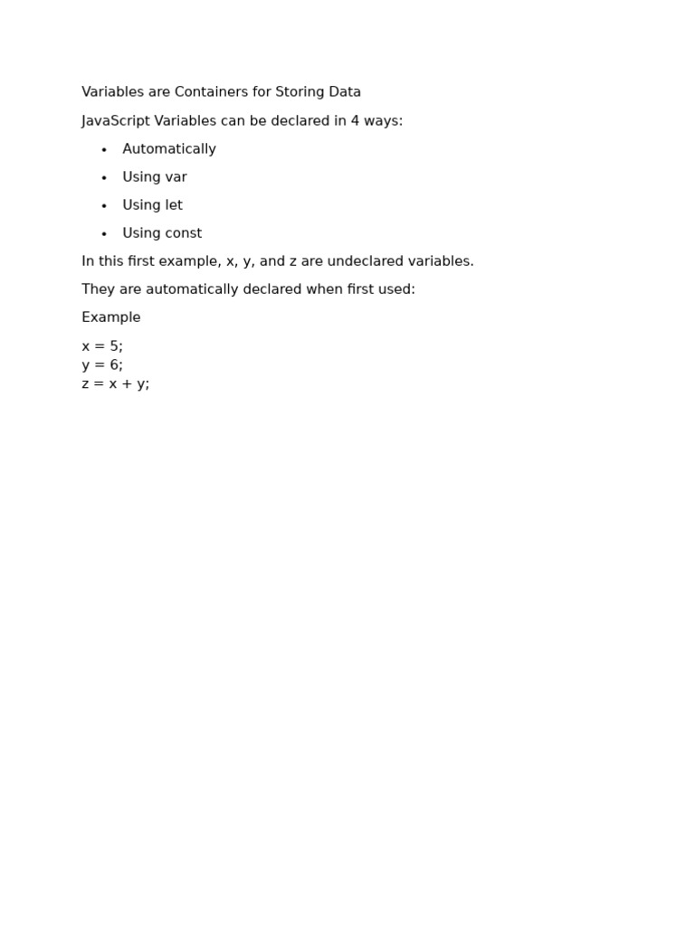 Java Script Variables | PDF