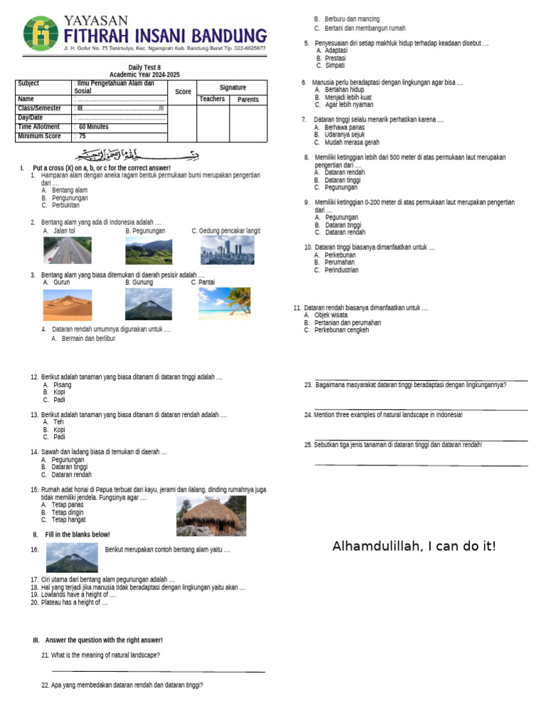 Daily Test IPAS 8 | PDF