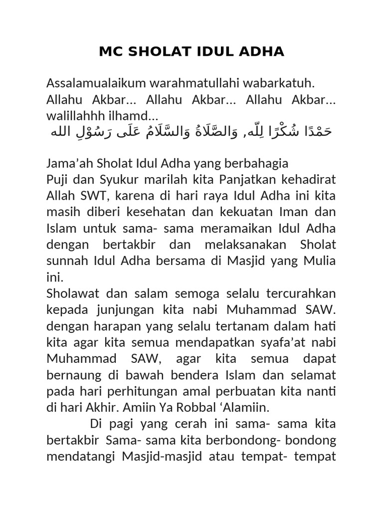 Pelaksanaan Sholat Idul Adha 1446 H | PDF