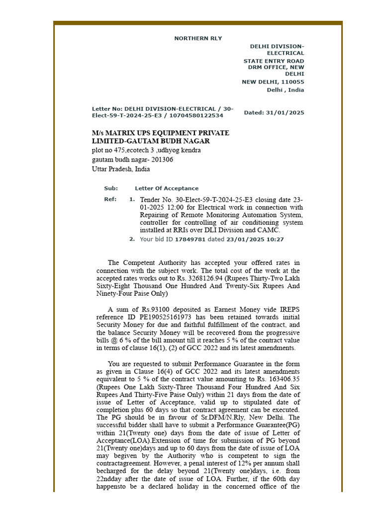 Northern railway matrix loa | PDF | Relay | Electromagnetism