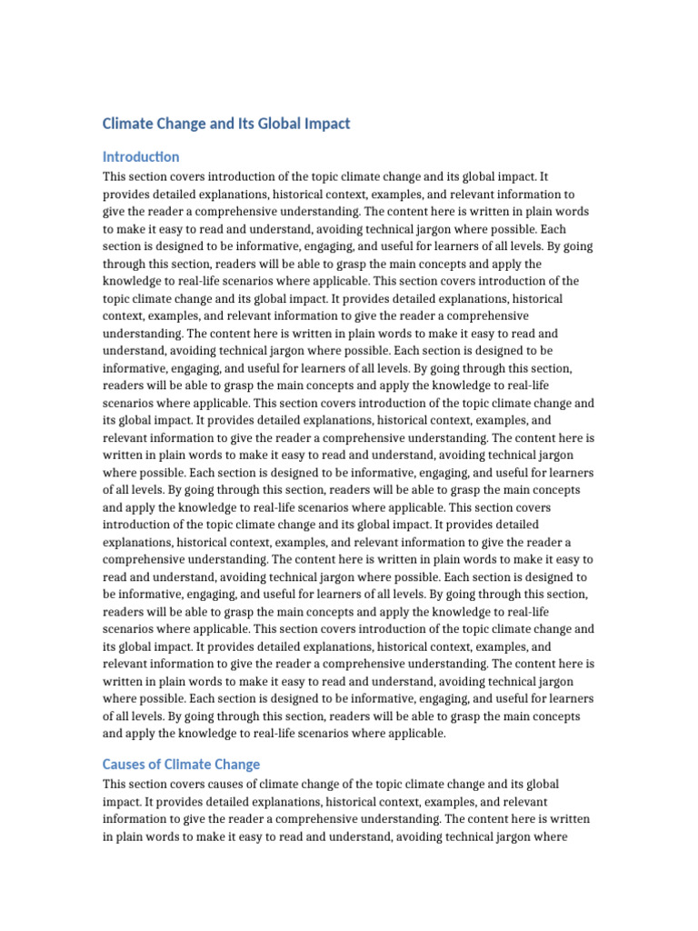Climate Change: Causes and Effects | PDF | Understanding | Information