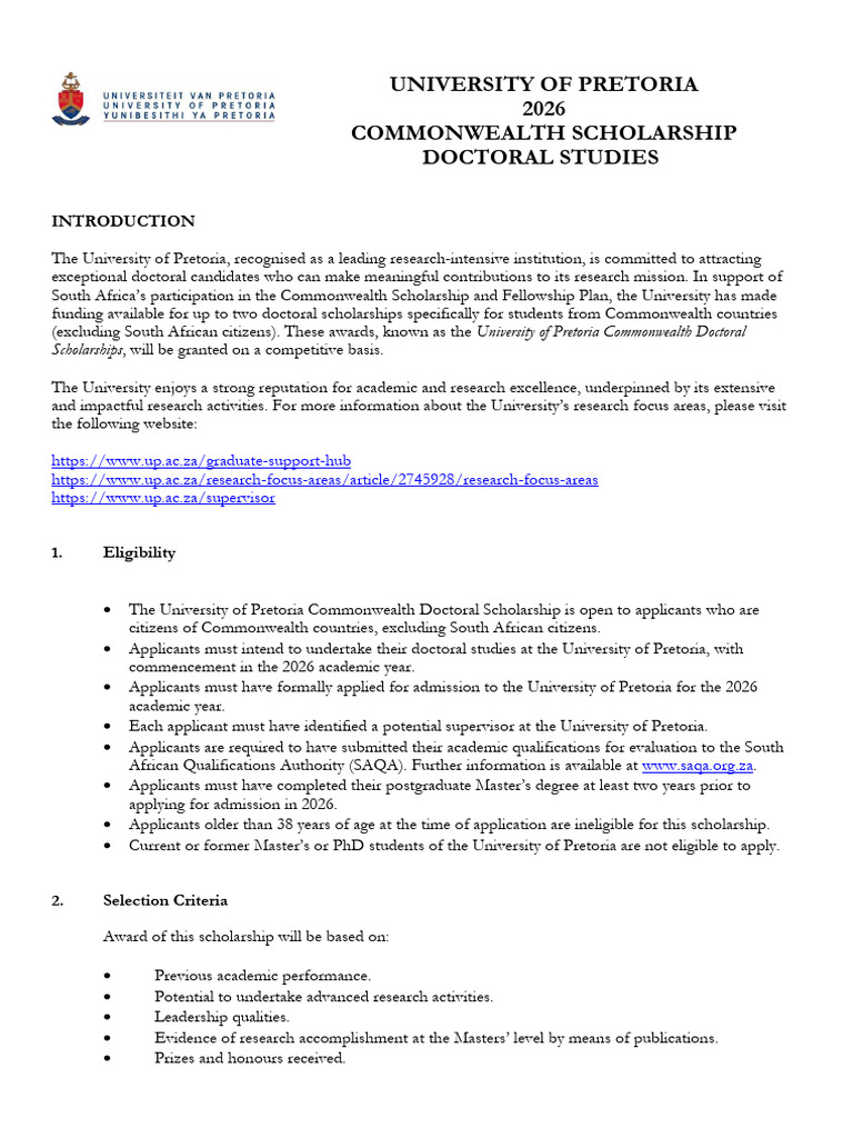 2026 UP PHD Commonwealth Scholarship Conditions - Final | PDF | Doctor ...