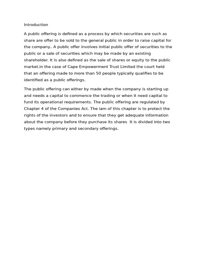 Understanding Public Offerings | PDF