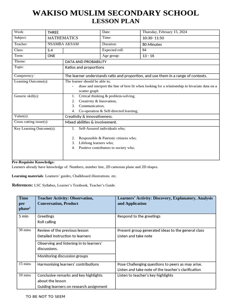 s4 2024 Lesson Plan Template | PDF | Learning | Lesson Plan