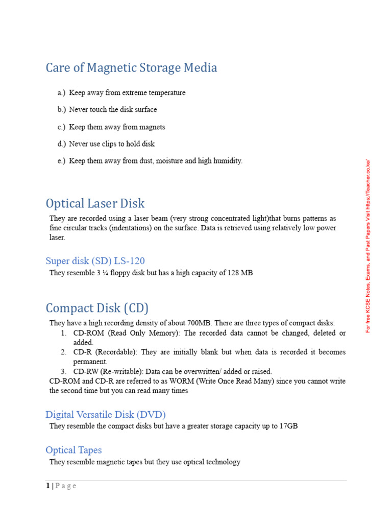 Care of Magnetic Storage Media | PDF | Usb | Computer Data Storage