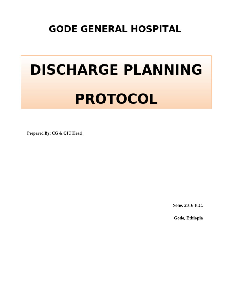 Discharge Planning Protocol Overview | PDF | Patient | Hospital
