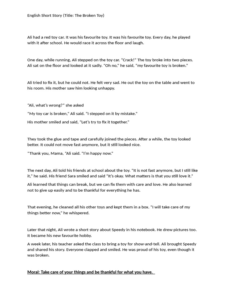 Short Story The Broken Toy | PDF