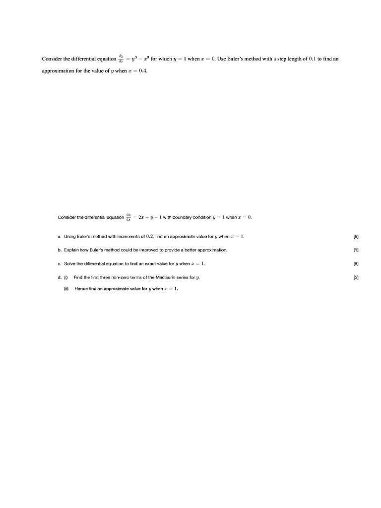 Euler's Method Questions | PDF