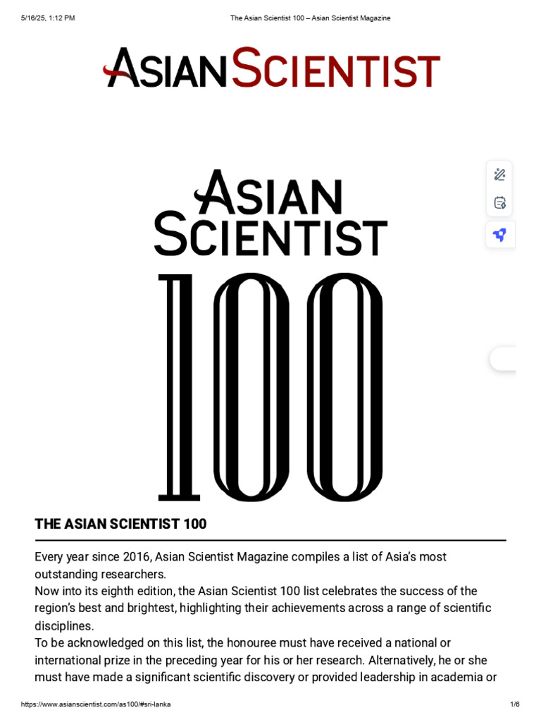 The Asian Scientist 100 - Asian Scientist Magazine | PDF
