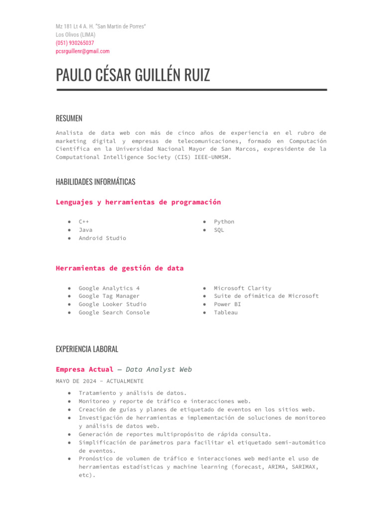 P. César Guillén Ruiz - CV | PDF | Informática | Tecnologías de la información