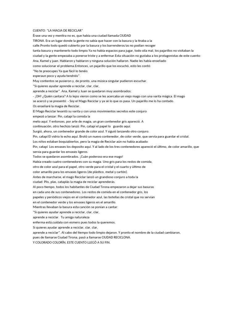 CUENTO Reciclar | PDF