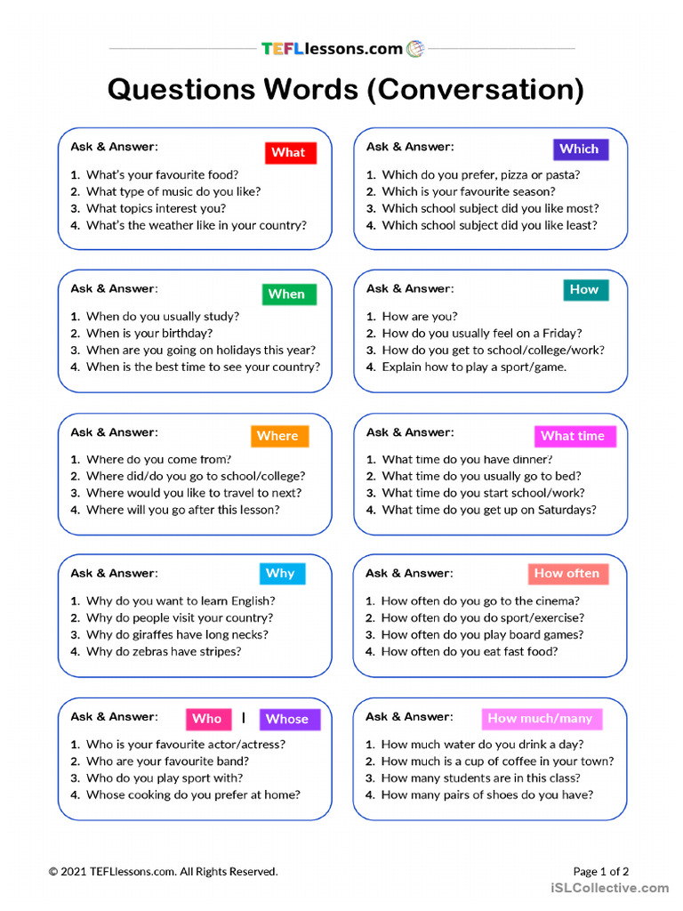 Question Words Conversation | PDF