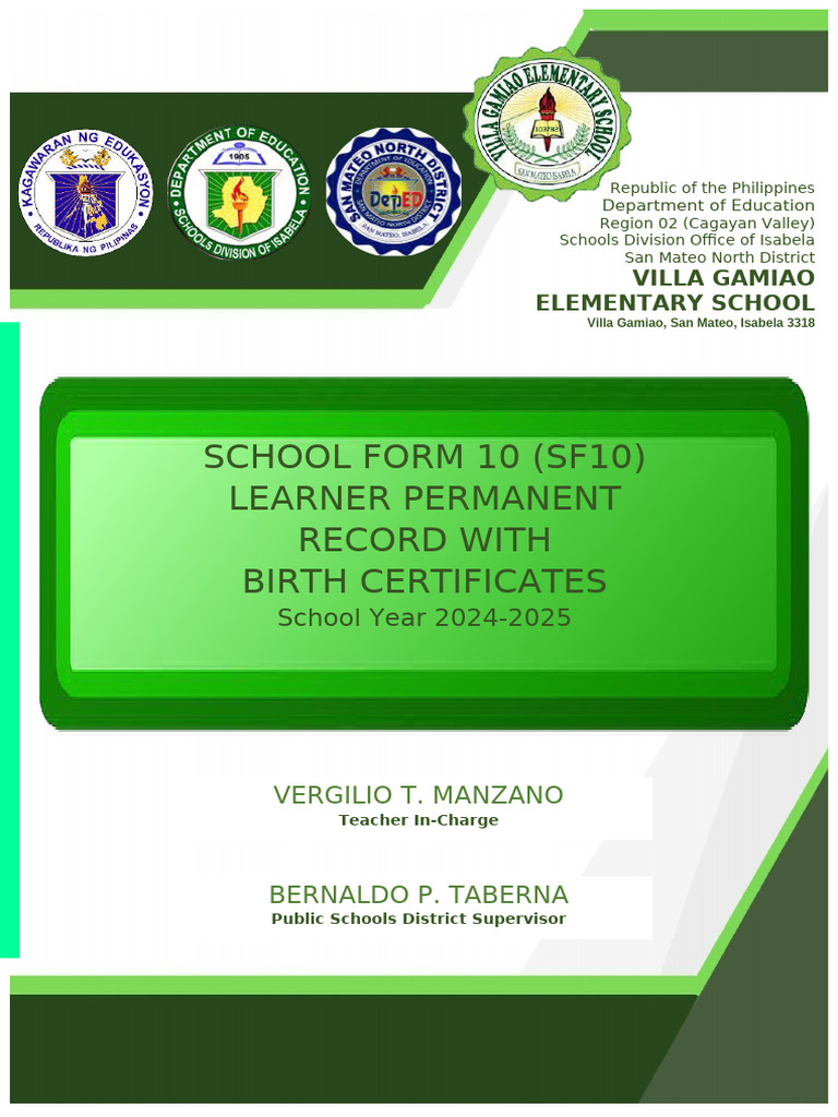 Front Cover For Form 137 With Birth Certificates of Grade 6-S.Y. 2024 ...