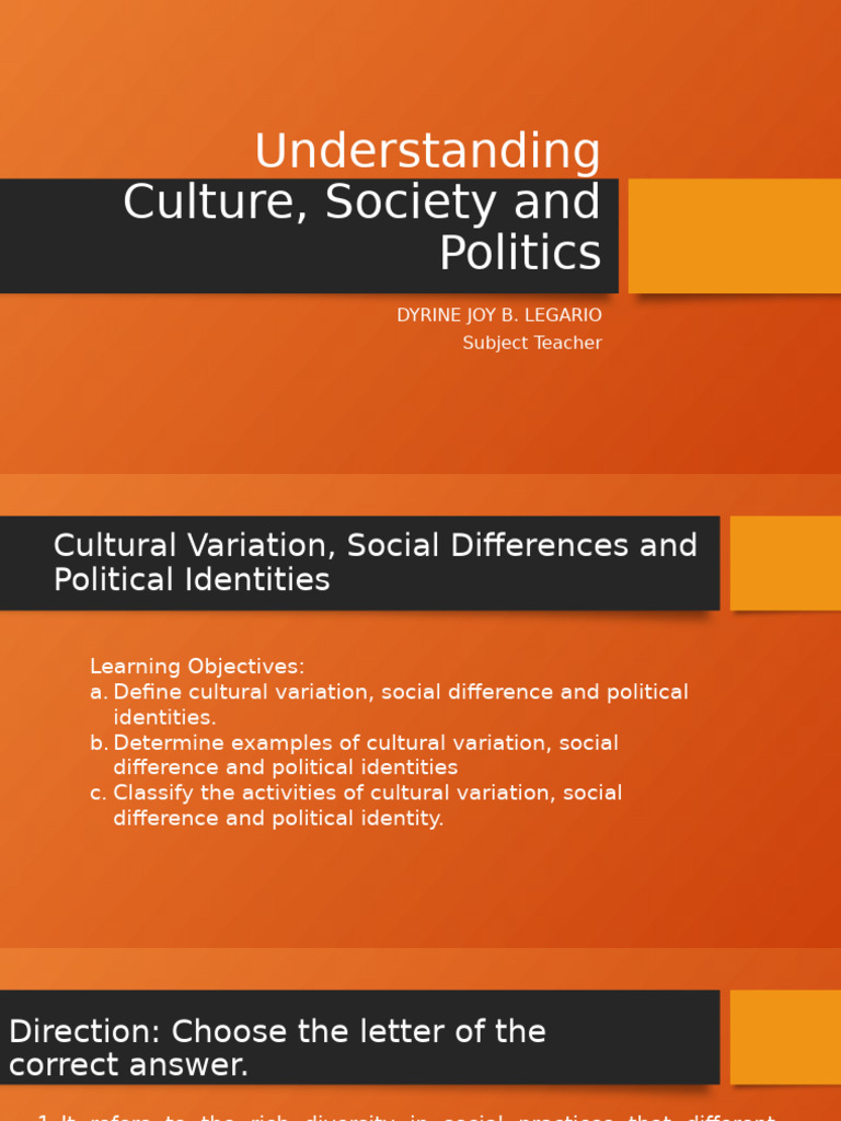 2 Ucsp Cultural Variation, Social Differences and Political Identities ...