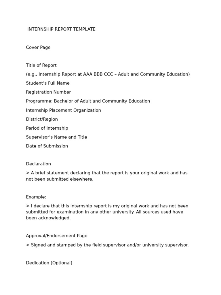 Internship Reporting Template | PDF | Internship | Job Hunting