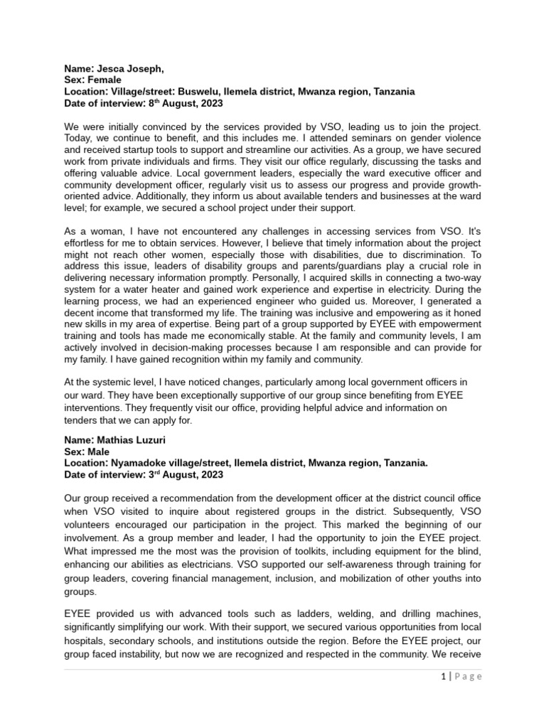 Empowering Tanzanian Youth through VSO | PDF | Empowerment | Disability