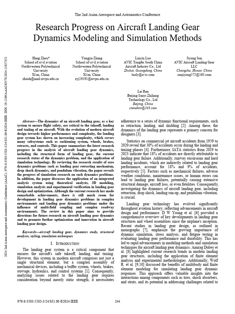 Aircraft Landing Gear Dynamics Research | PDF | Landing Gear | Force