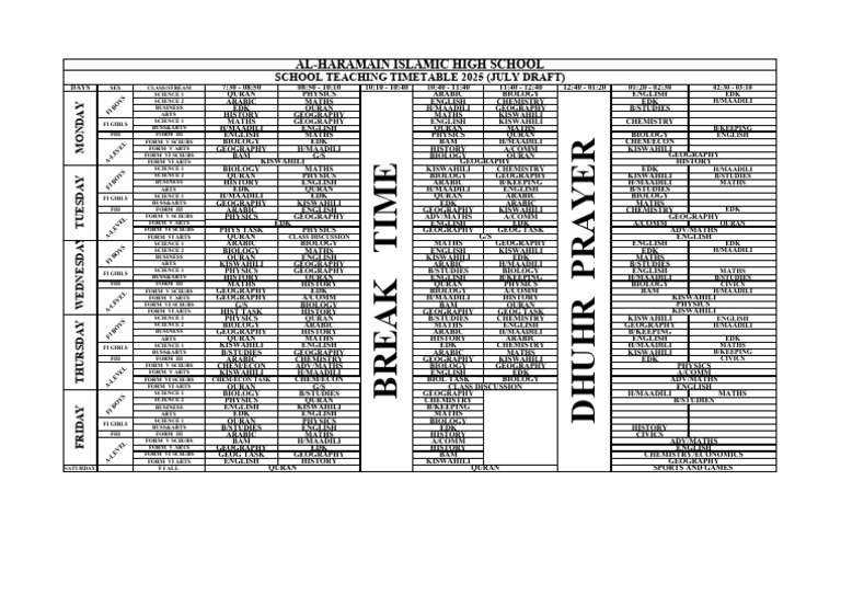 3rd Draft Timetable July | PDF