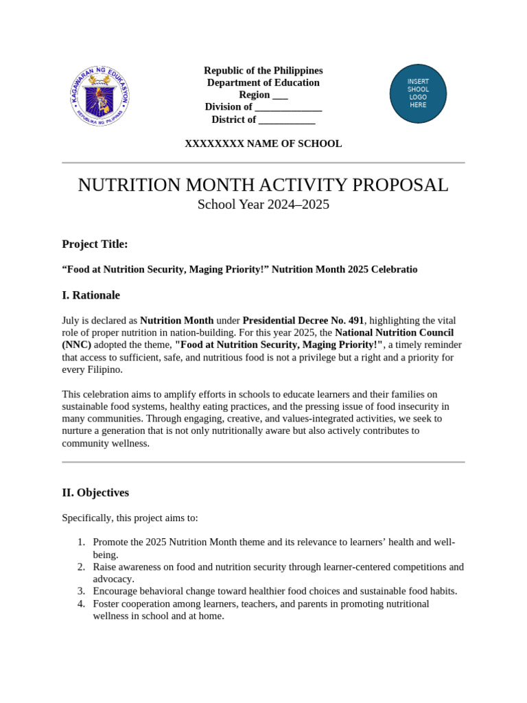 Nutrition Month Activity Proposal | PDF