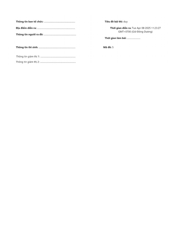 Exam Form | PDF