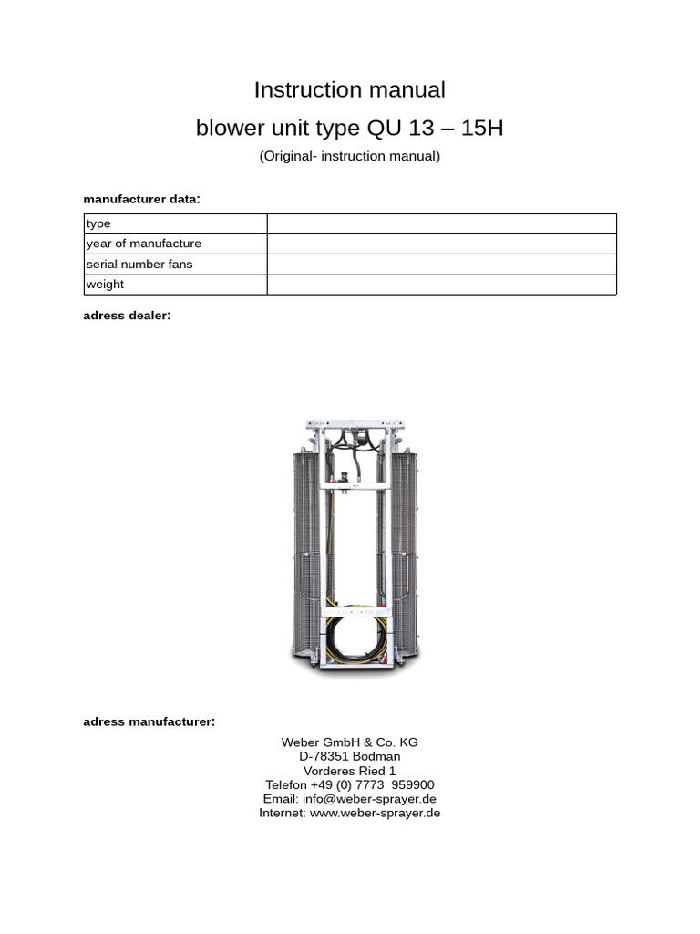 Qu13,5-Qu15 User Manual Weber 2022 - en | PDF | Tractor | Pump