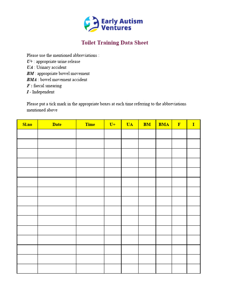 Toilet Training Data Sheet | PDF