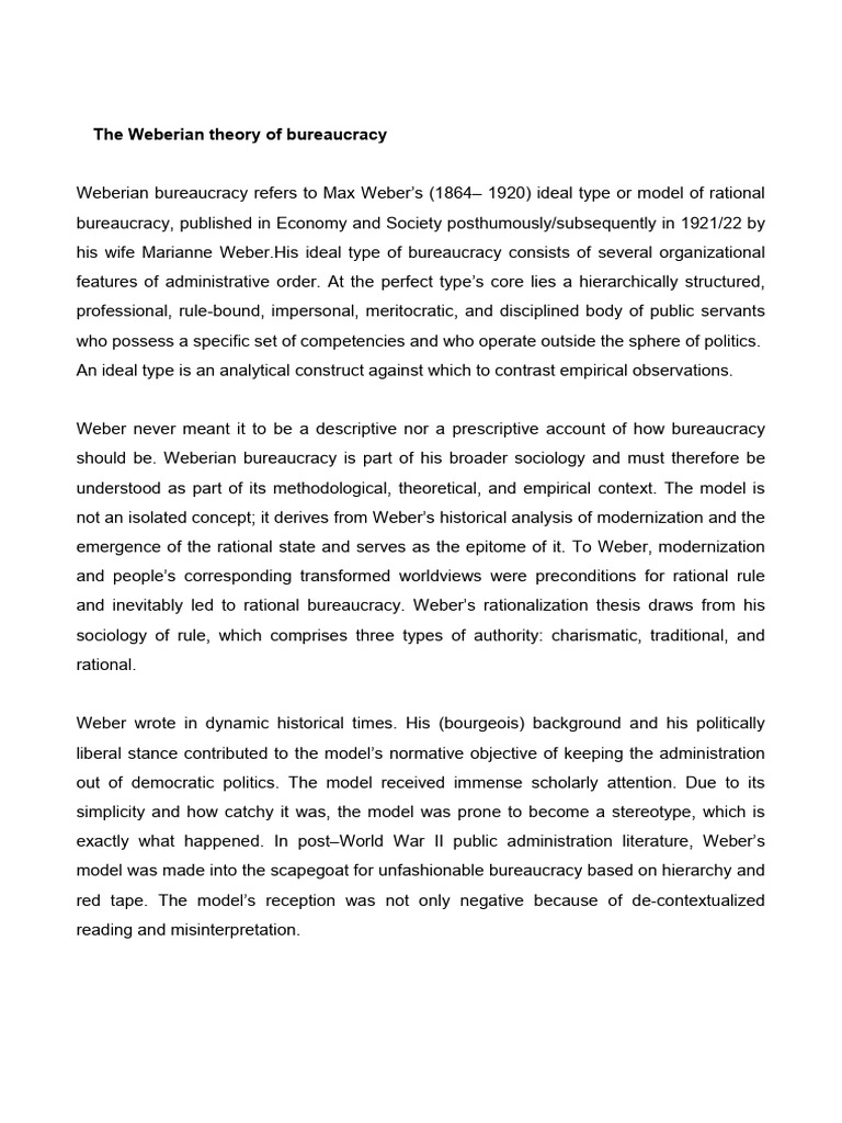 Understanding Weberian Bureaucracy | PDF | Bureaucracy | Max Weber