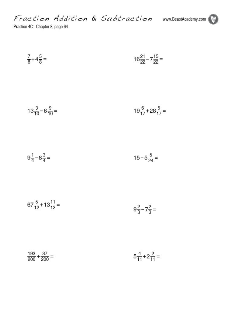 Fraction Addition Subtraction | PDF