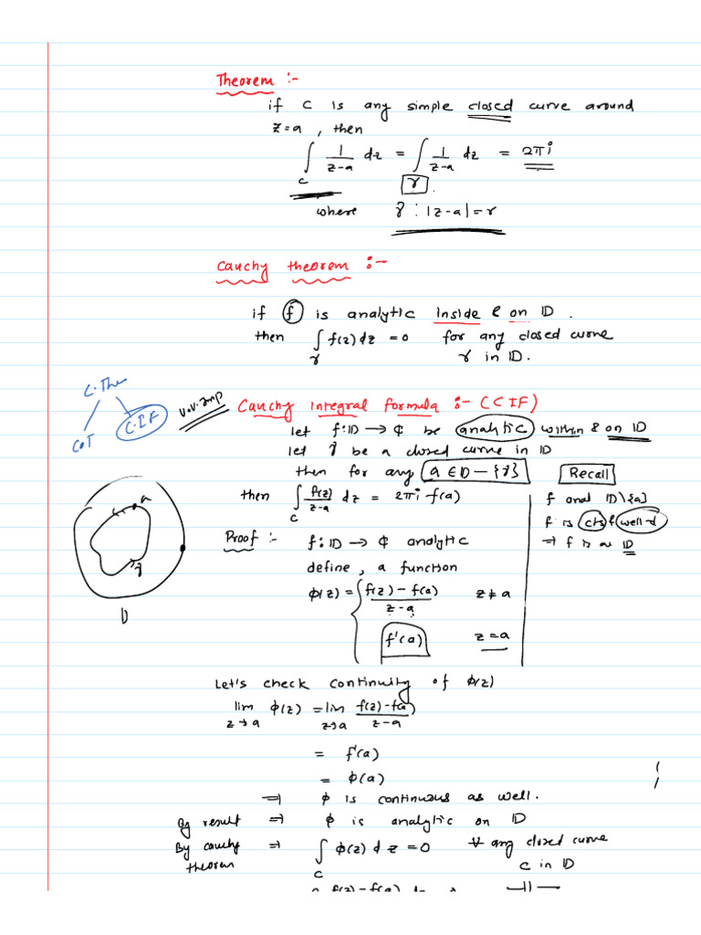 261 Unit 2 Complex Analysis Lectures l16 Caushy Theory PDF | PDF