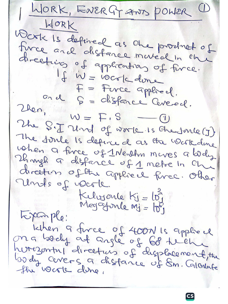 Physics Work, Energy, and Power. | PDF