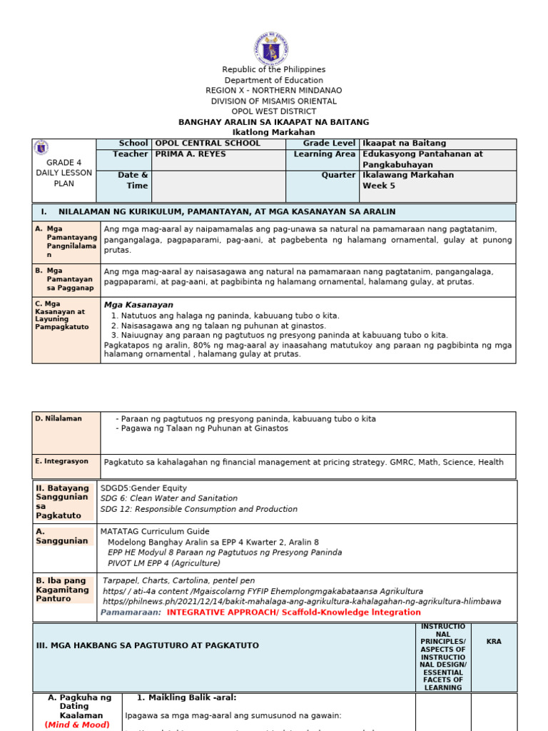 EPP-Q2 W8 Paraan ng Pagtutuos ng Presyo | PDF