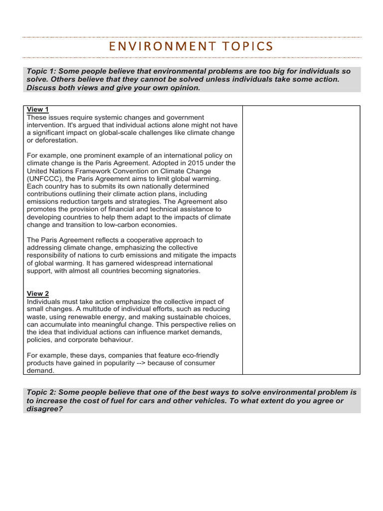 2023 Environment Topics | PDF | Climate Change Mitigation | Climate Change